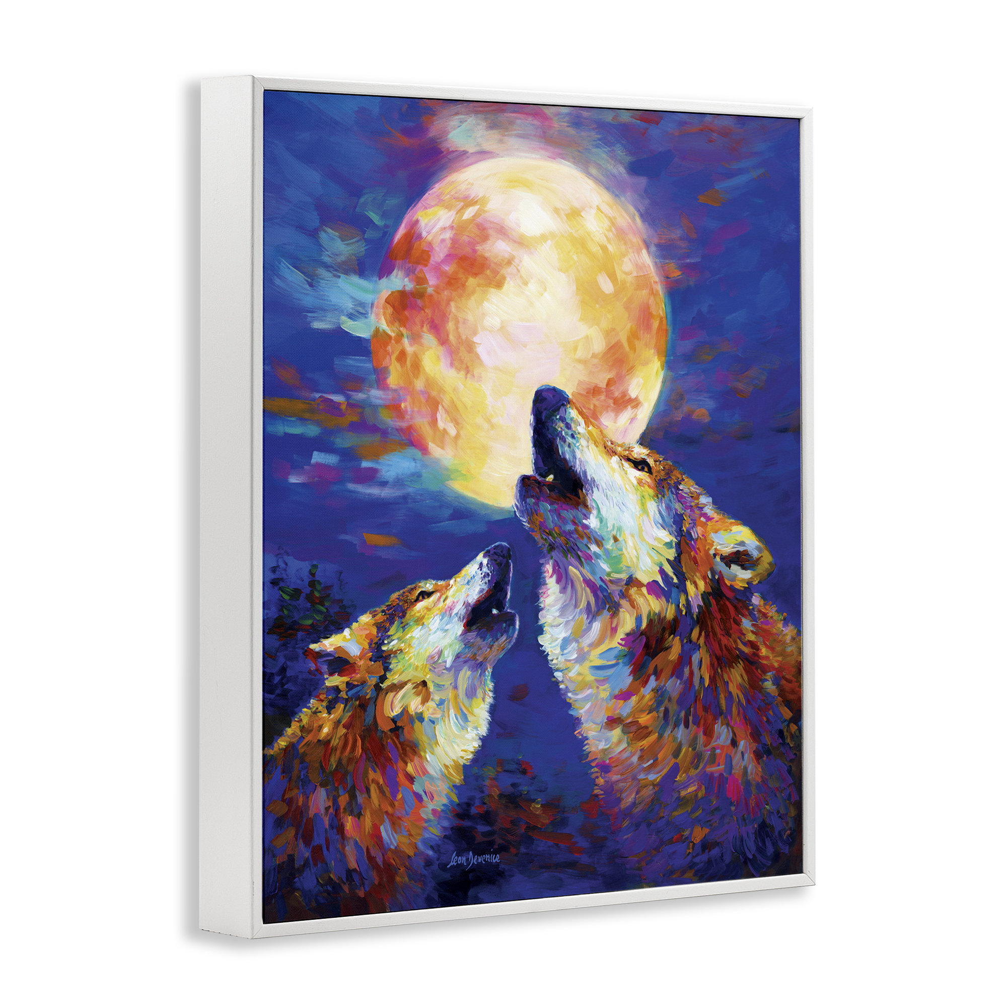 Stupell Industries Howling Wolves Full Moon Giclee Art by Leon Devenice ...