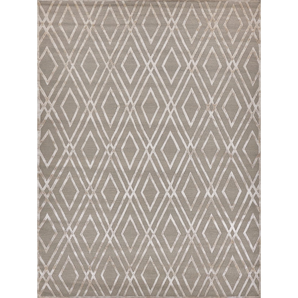 Exquisite Rugs Metro Velvet Geometric Area Rug in Light Beige | Perigold