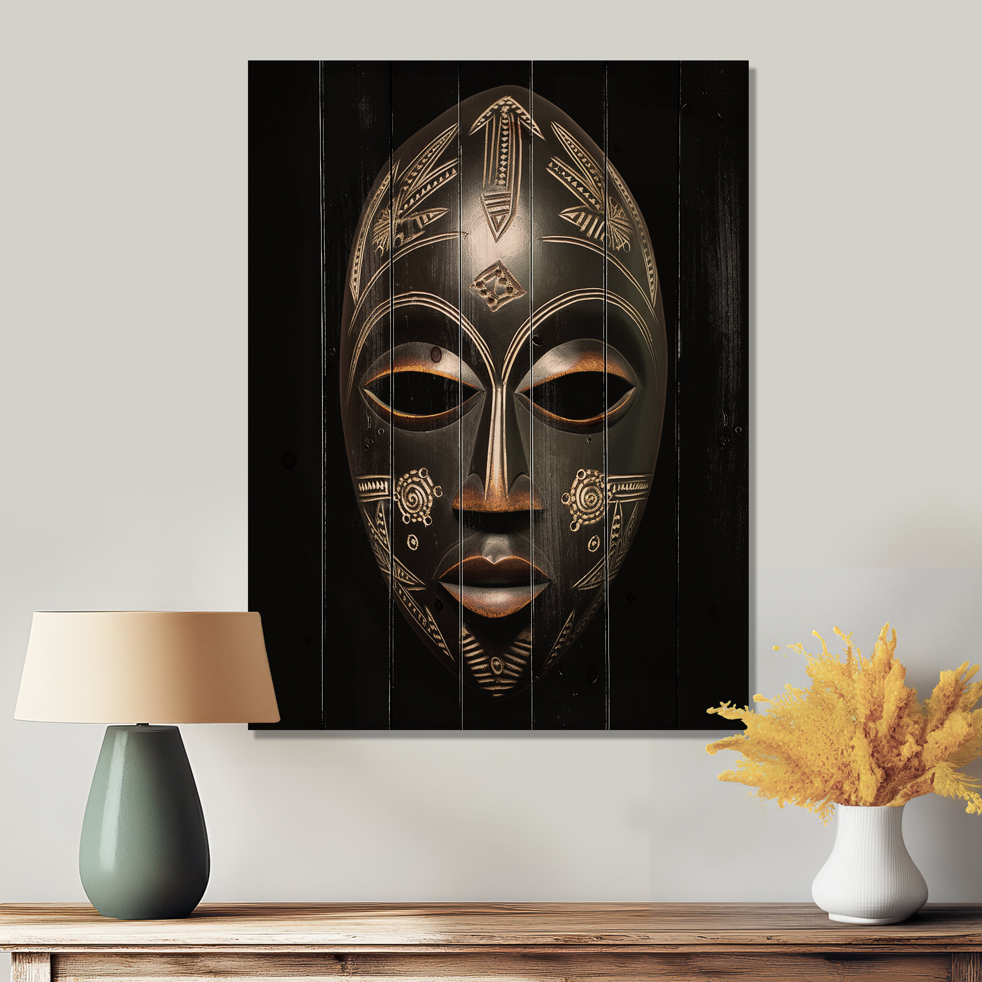 Design Art Ethnical Traditional African Mask V - People Wood Decor On ...