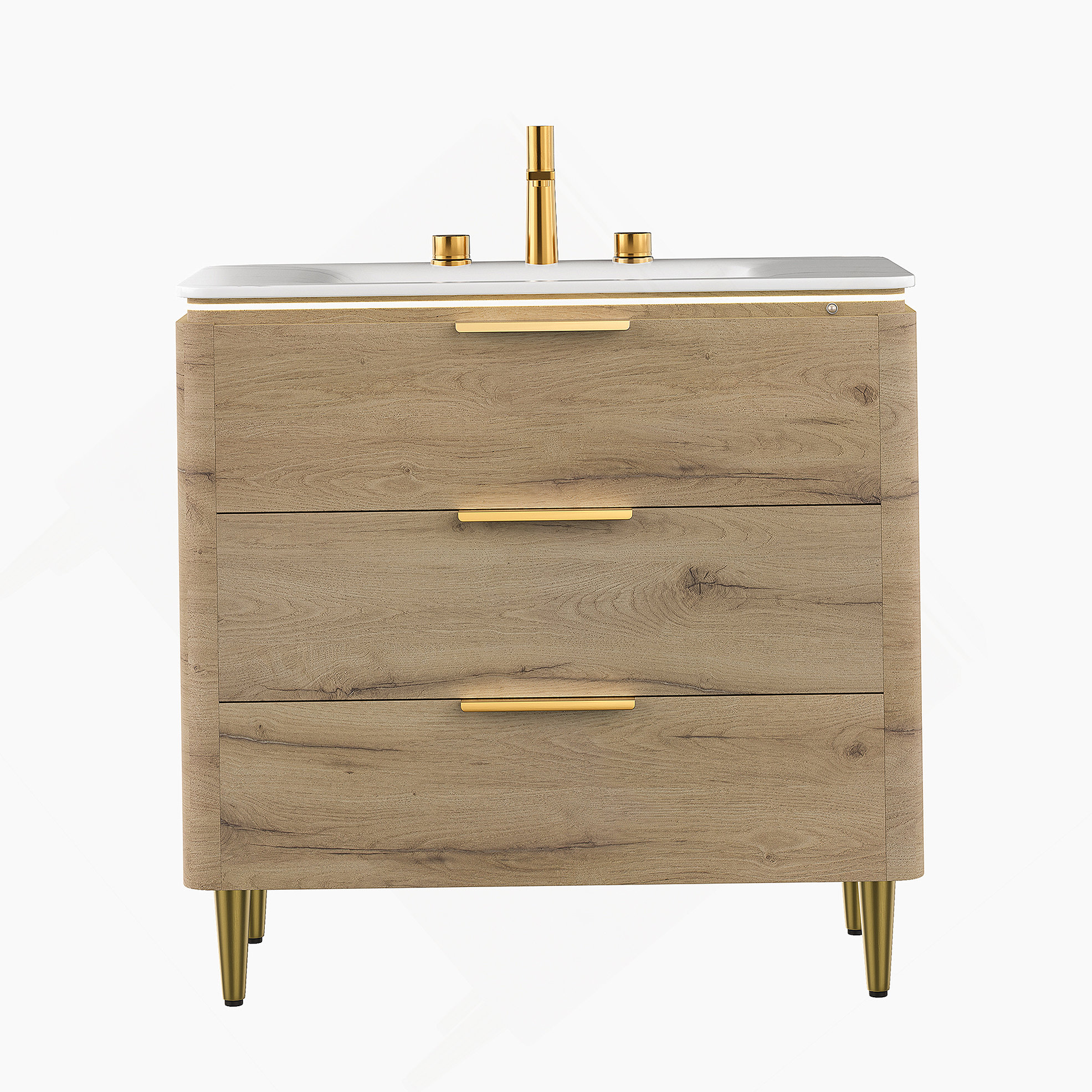Hokku Designs Amara Bathroom Vanity With Sink, Freestanding Curved ...