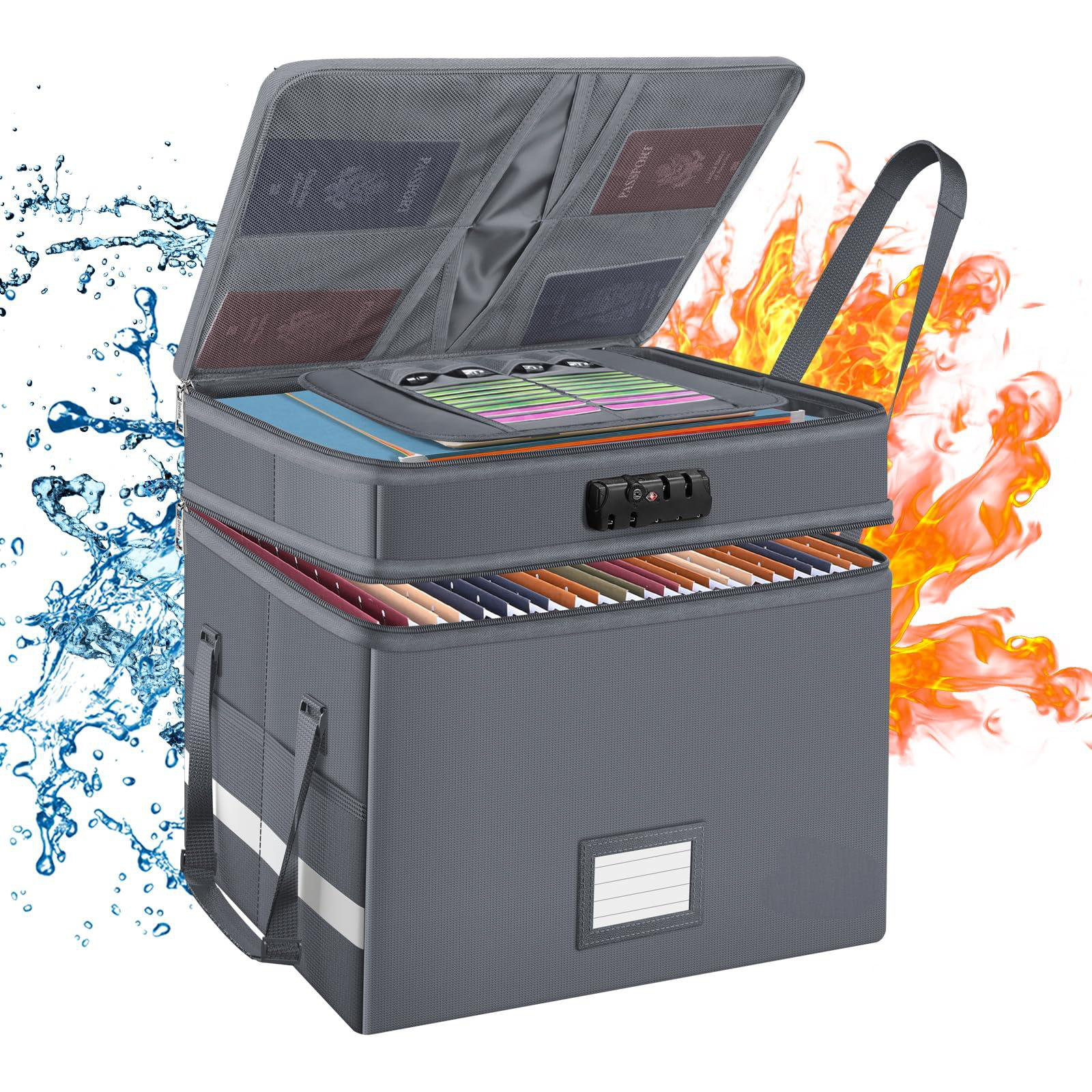 wanmo File Box With Lock,Multi-Layer Fireproof Document Box Collapsible ...