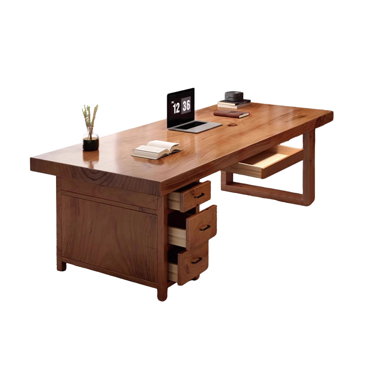 Corrigan Studio Scandinavian Minimalist Solid Wood Desk, Rustic Wood ...