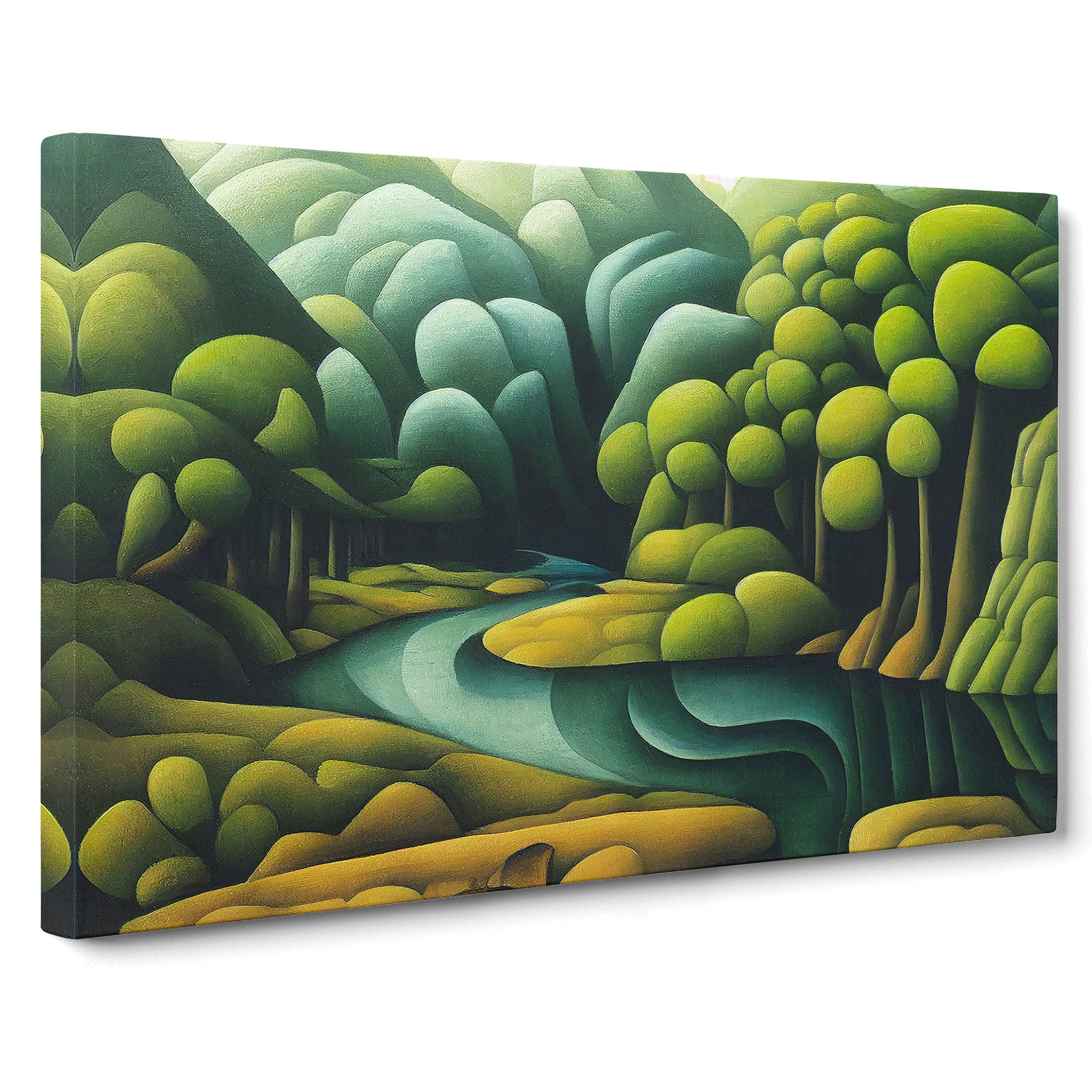 Alpen Home Modern Stream and Forest - Wrapped Canvas Painting | Wayfair.ie