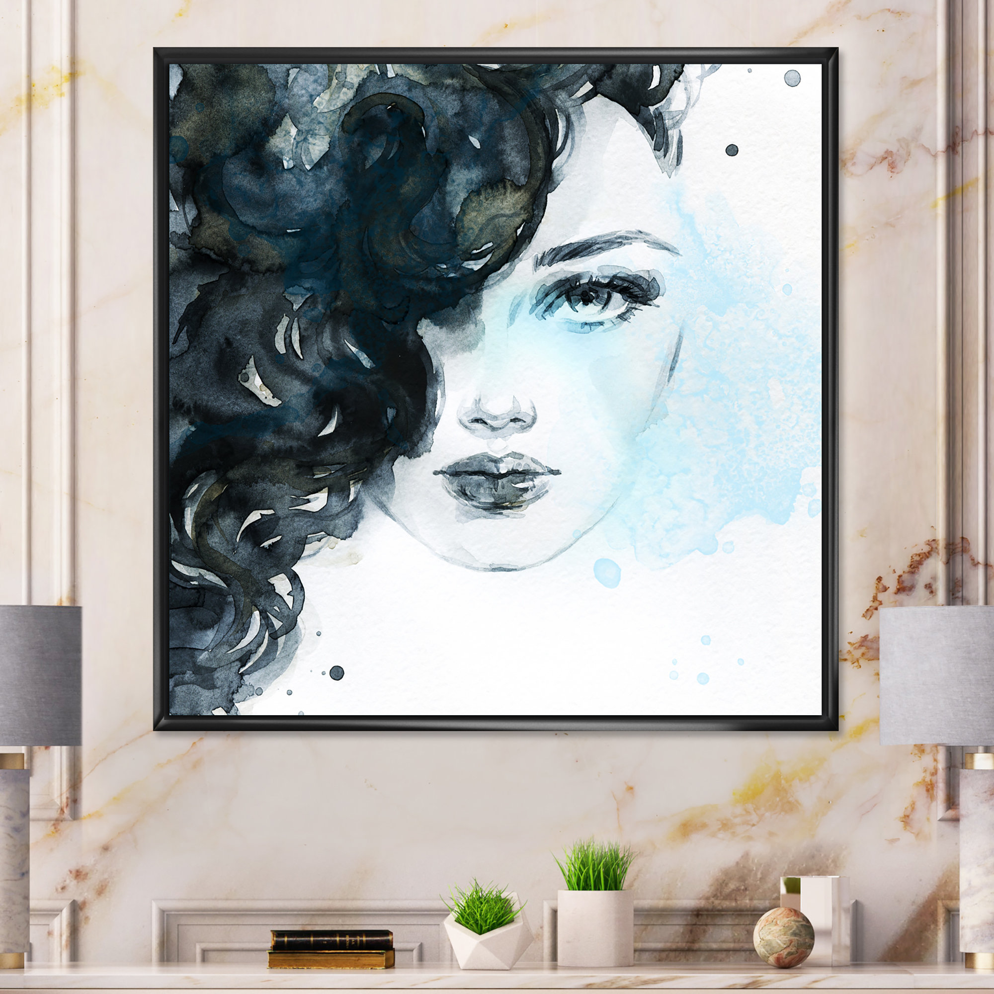 Everly Quinn Portrait Of A Beautiful Woman With Black Curly Hair ...