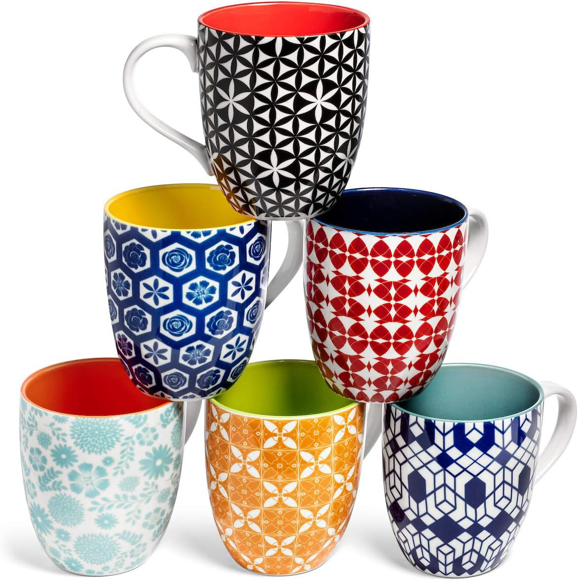 inisep Coffee Mugs Set of 6 Modern Colorful Porcelain Mugs | Wayfair