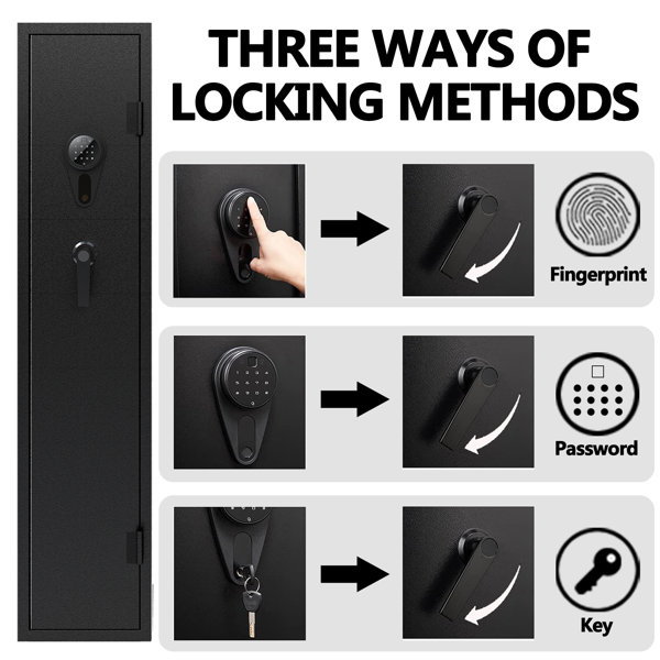 Kaer Gun Safe,Rifle Safe w/ Biometric Fingerprint,Gun Cabinets for 3-5 ...