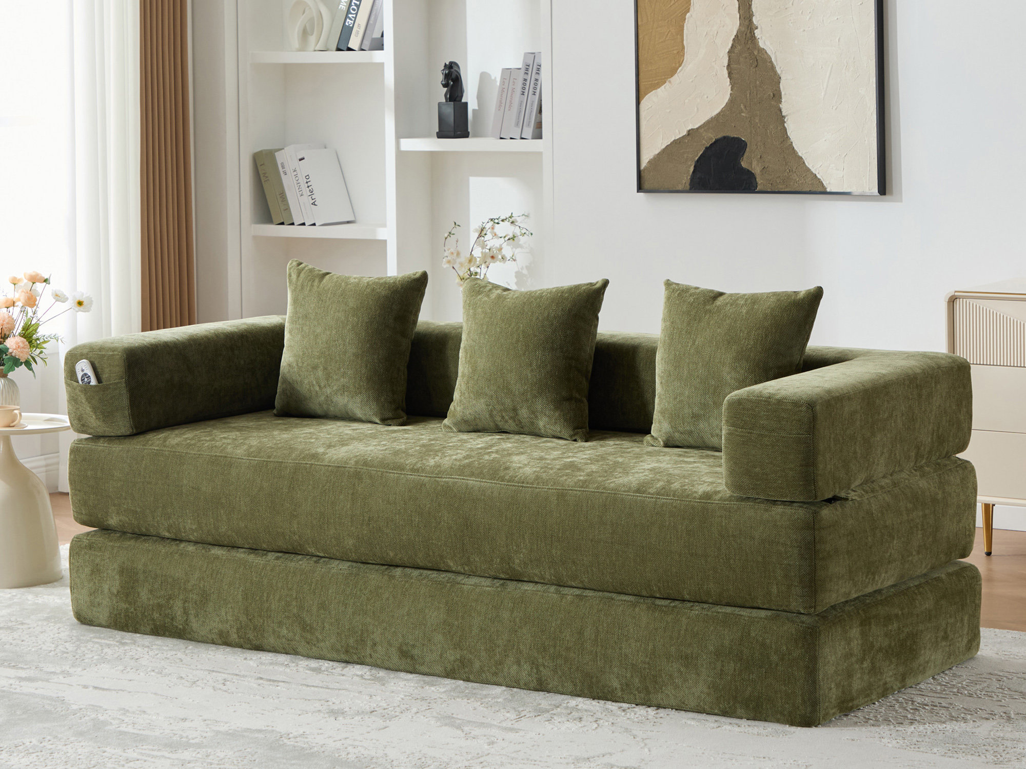Ebern Designs Convertible Sleeper Sofa, Foldable Floor Couch No ...