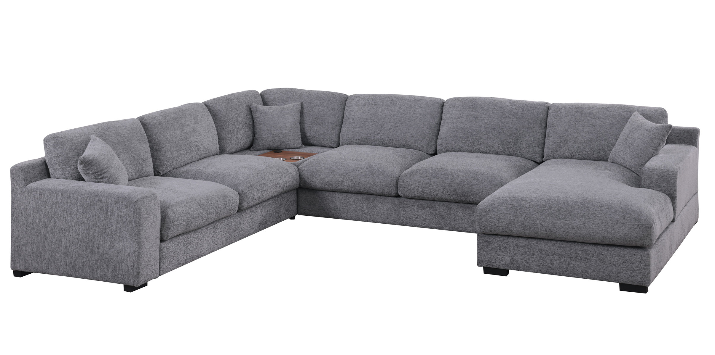 Latitude Run® Celine 128"W Light Gray Chenille Fabric Corner Sectional ...