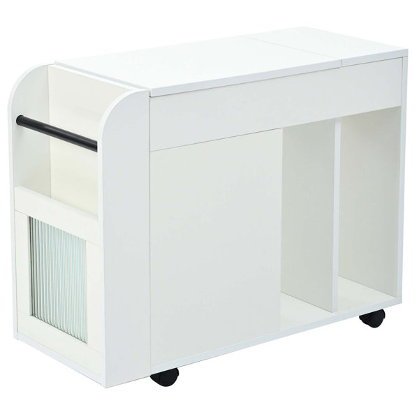 17 Stories Multifunctional Extendable End Table With Wheels, Side Table ...