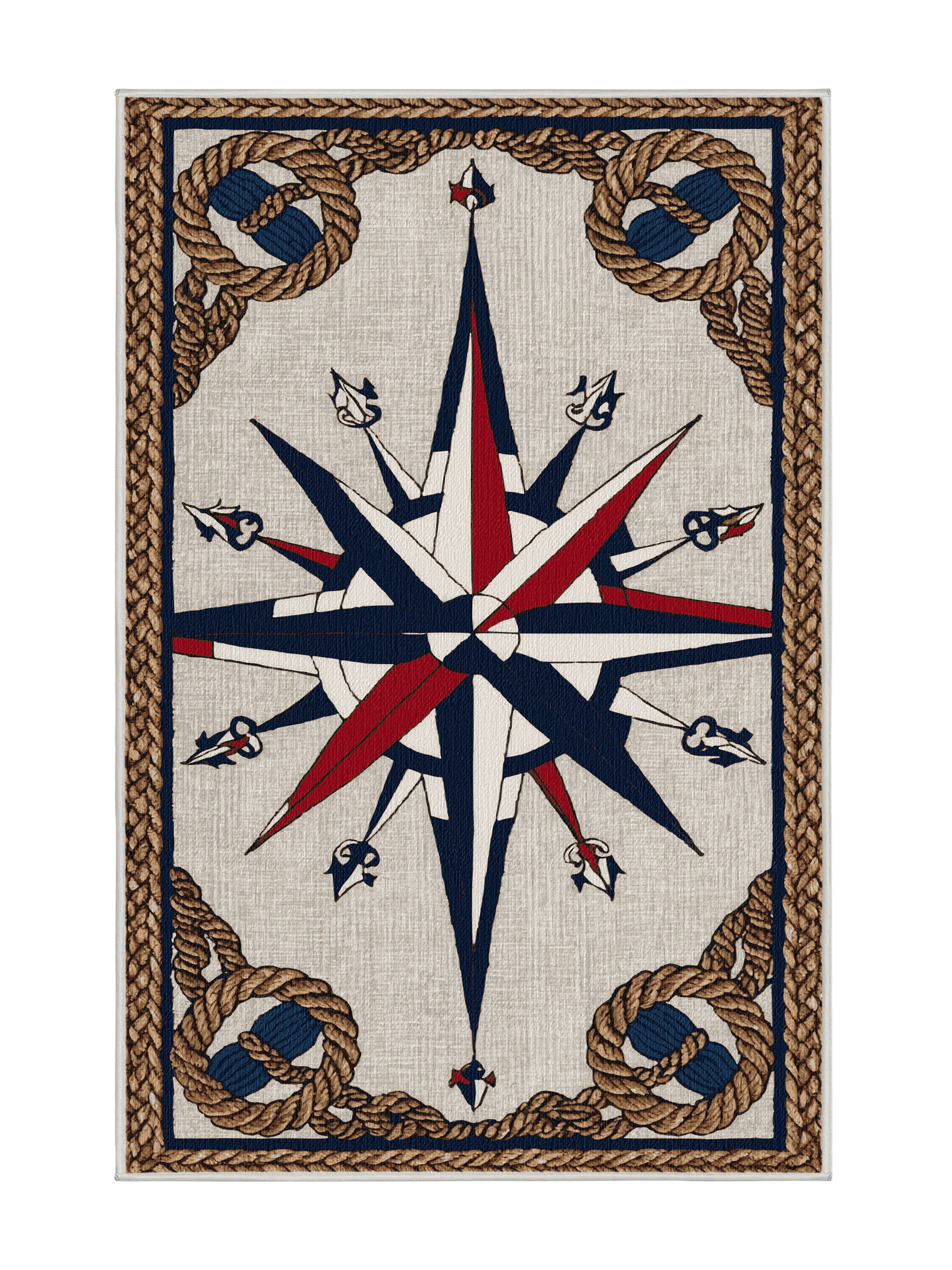 Longshore Tides Washable Cardinal direction markers Nautical Area Rug ...