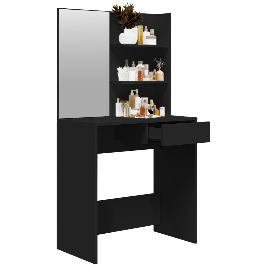 vidaXL Dressing Table Black Engineered wood, Acrylic Dressing Table ...