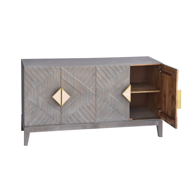 Red Barrel Studio® Kaydie 55 Inch Gray Mango Wood Sideboard Buffet ...