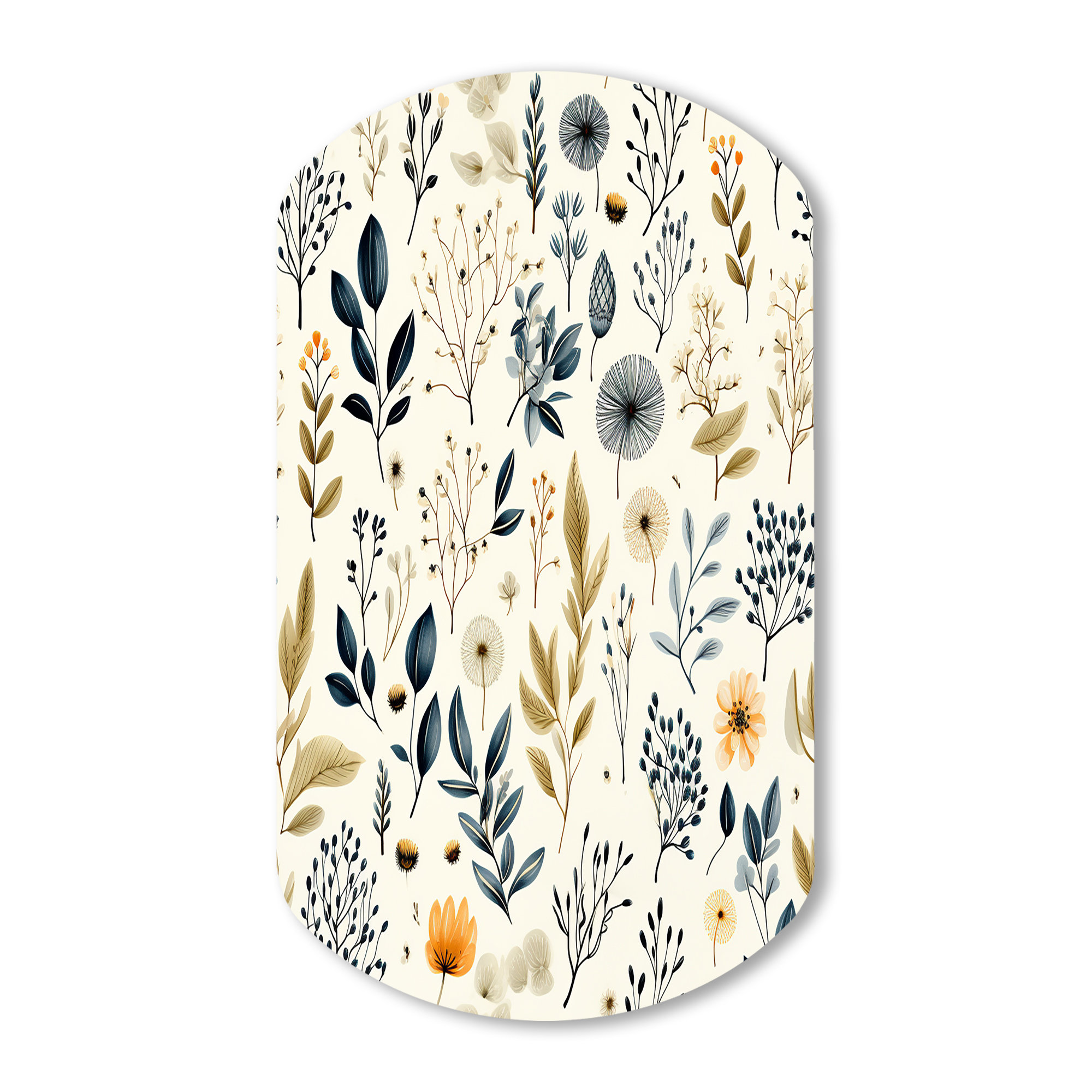 Design Art Botanical Sketched VI - Plants Cylinder Shape Irregular ...