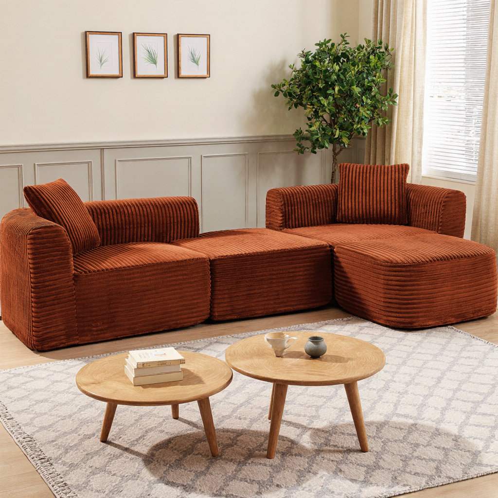 Latitude Run® 114" Cloud Modular Sectional Sofa with L-Shape Chaise ...