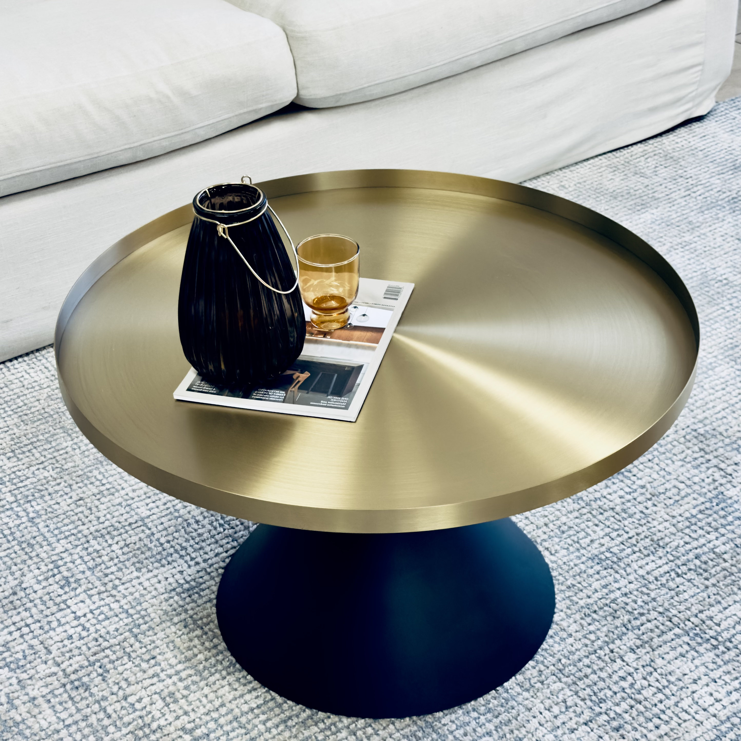 Mercer41 Stylish & Luxurious Klotild Brushed Gold Round 30" Tray Top ...