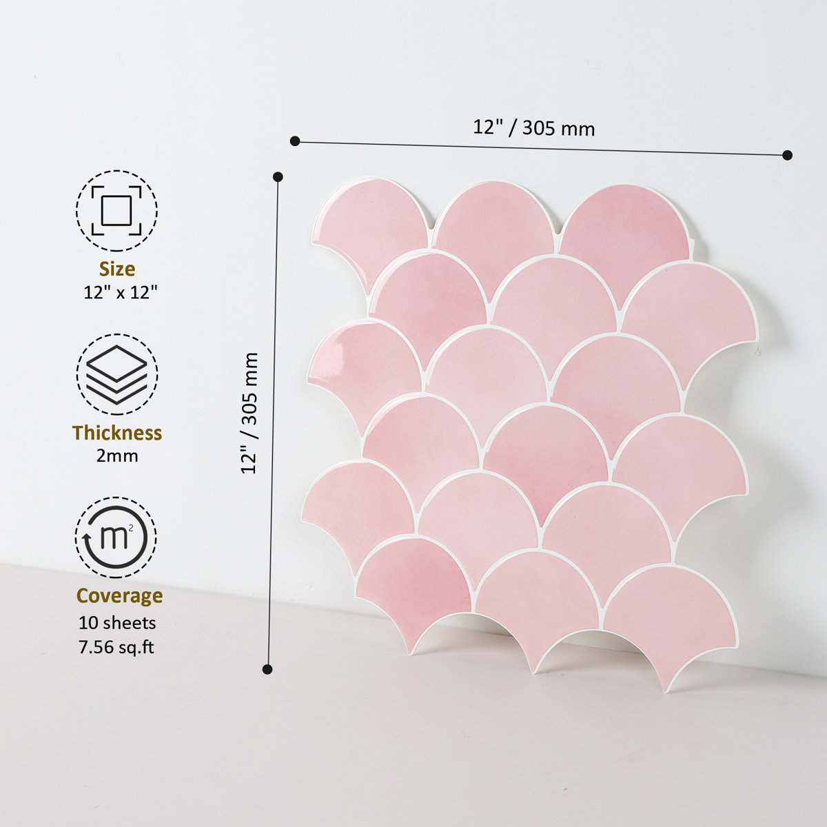 HOMEART Peel And Stick Backsplash Fish Scale Tile, Removable Backsplash ...