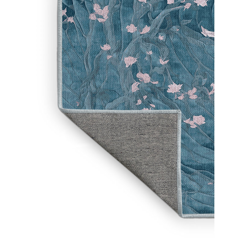 Winston Porter Machine Washable Blue Area Rug | Wayfair