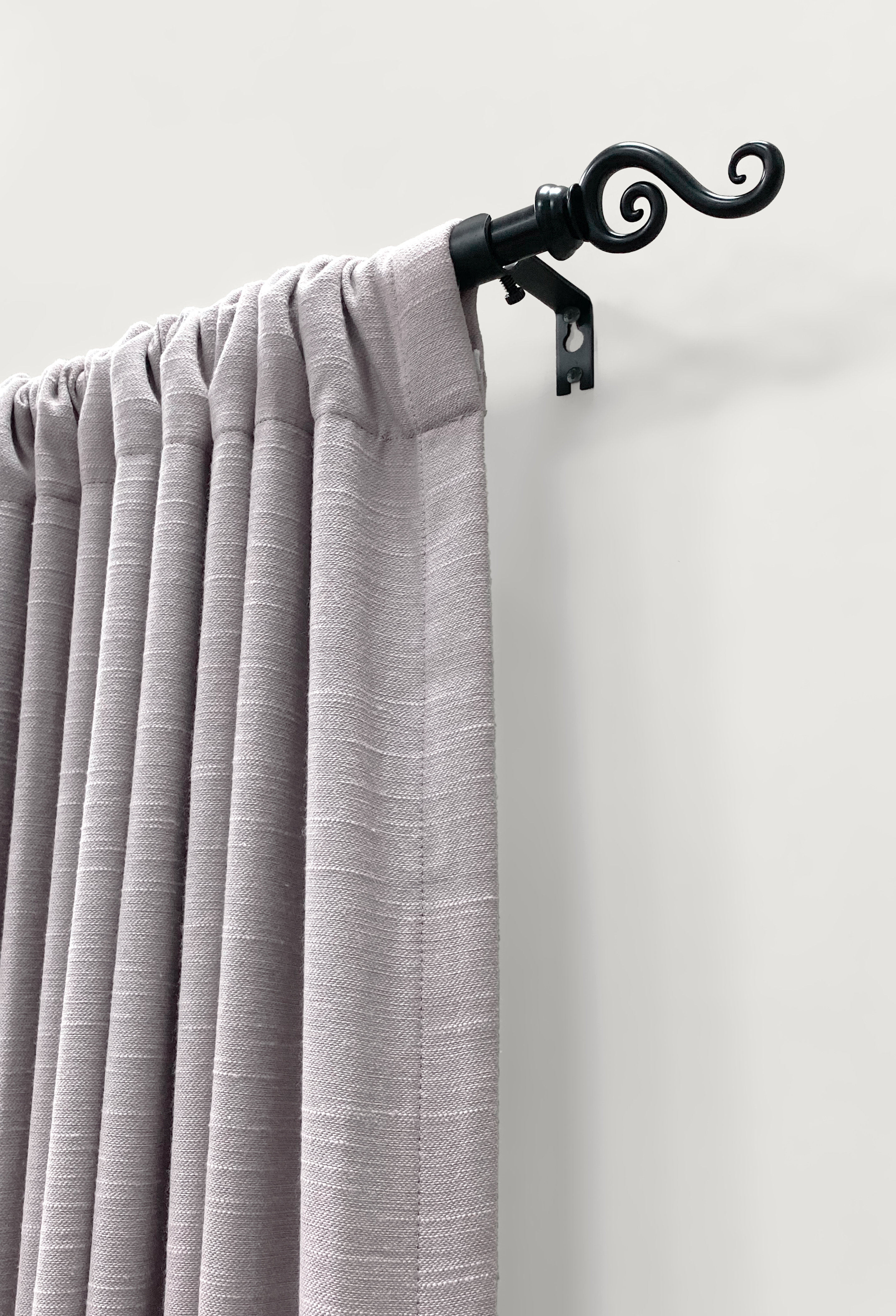 Astoria Grand Amundi 5/8" Scroll Adjustable Single Curtain Rod Black ...