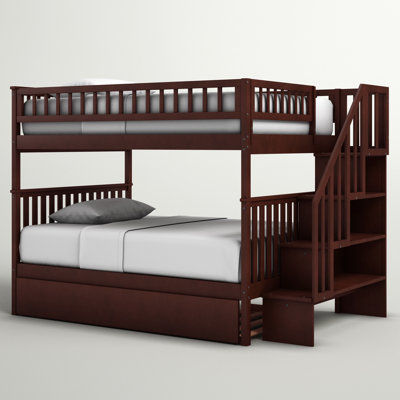 Harriet Bee Ilariana Heavy Duty Wood Staircase Bunk Bed with Under Bed ...
