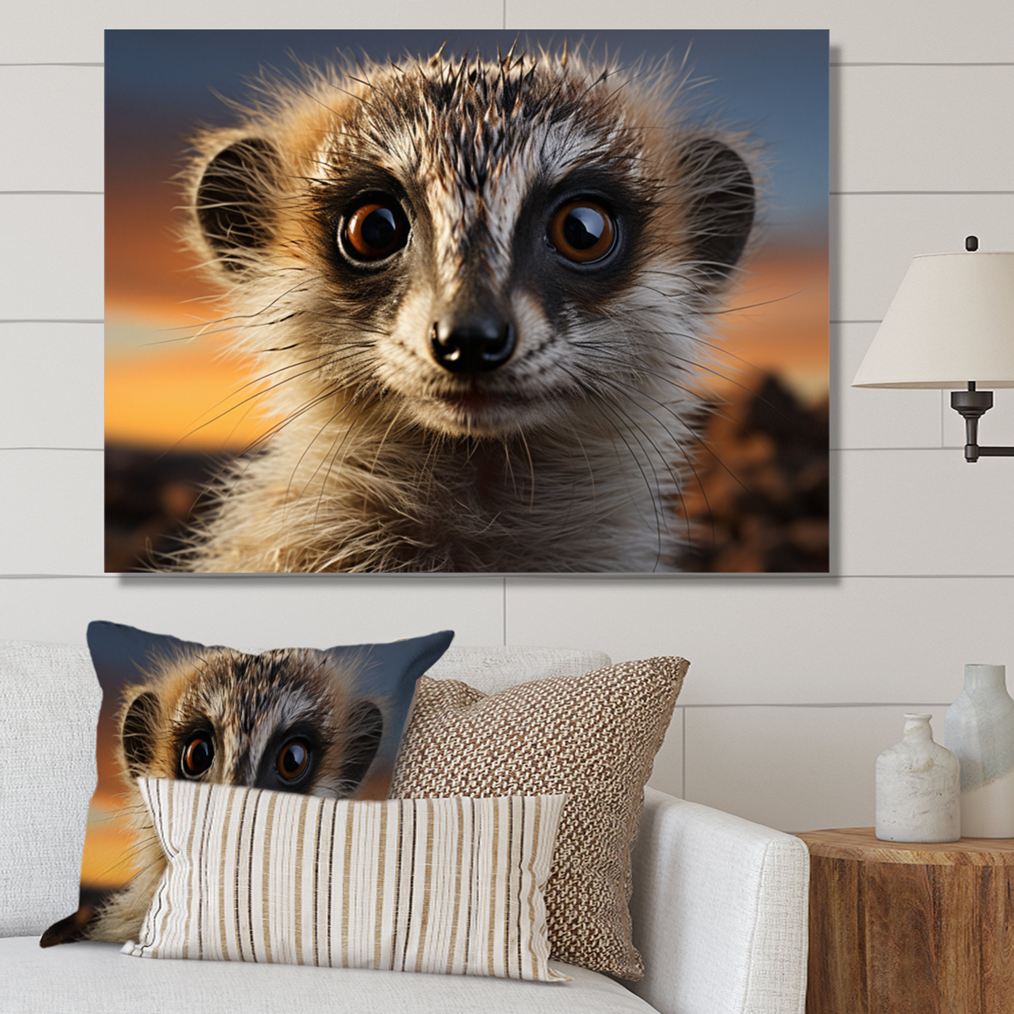 Latitude Run® Brown Peach Meercat Portrait - Animals Canvas Wall Art ...