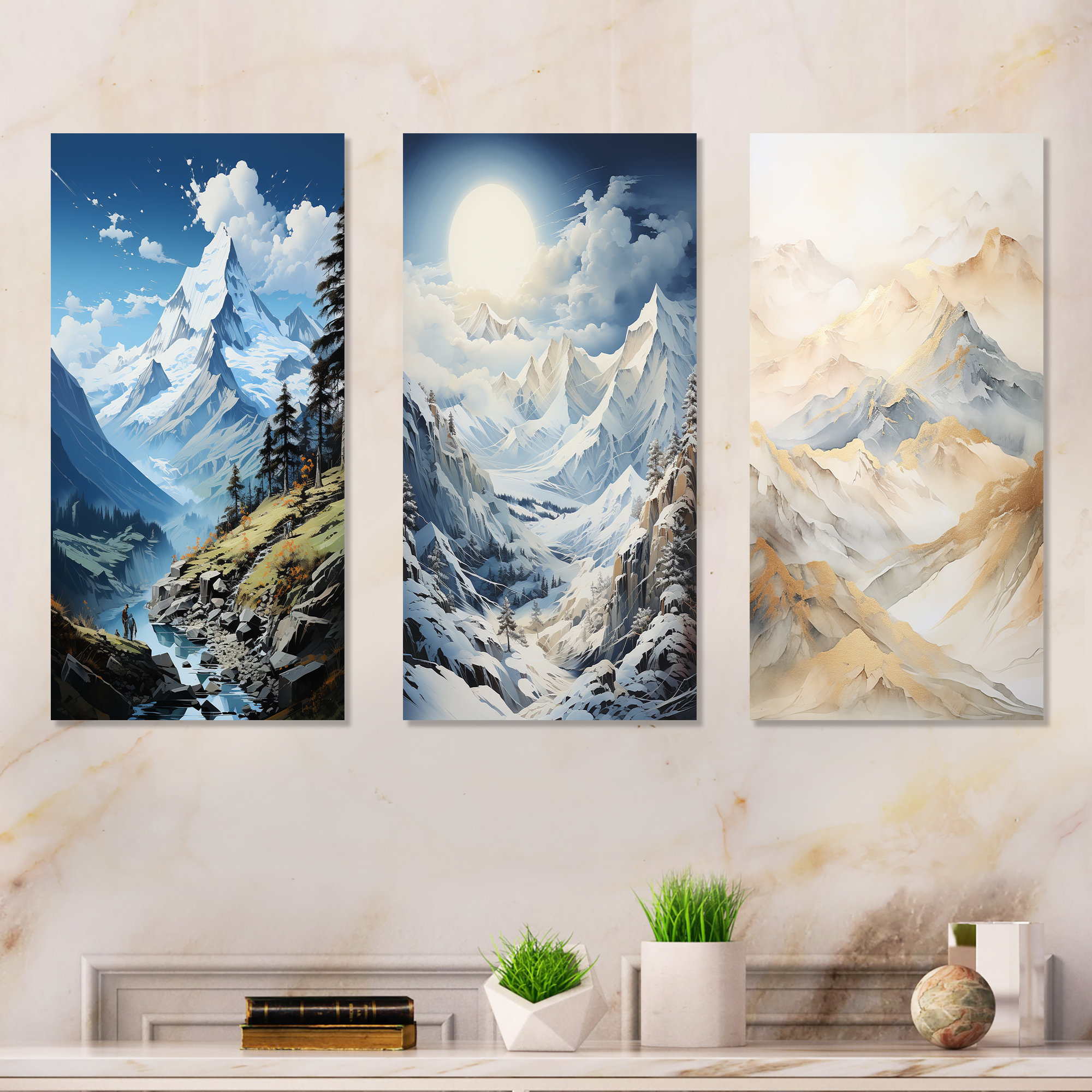 Millwood Pines Majestic Mountain Peaks - Mountains Wall Art Prints Set ...