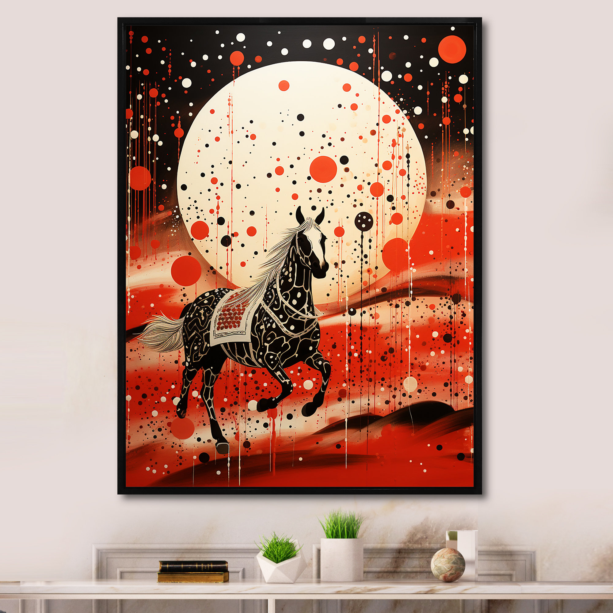 Winston Porter Red Cowboys Horse Moon Bandits - Cowboys Wall Art | Wayfair