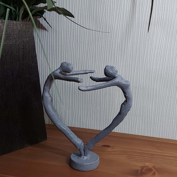 August Grove Renata HEART COUPLE Iron Figurine 15cm & Reviews | Wayfair.ie
