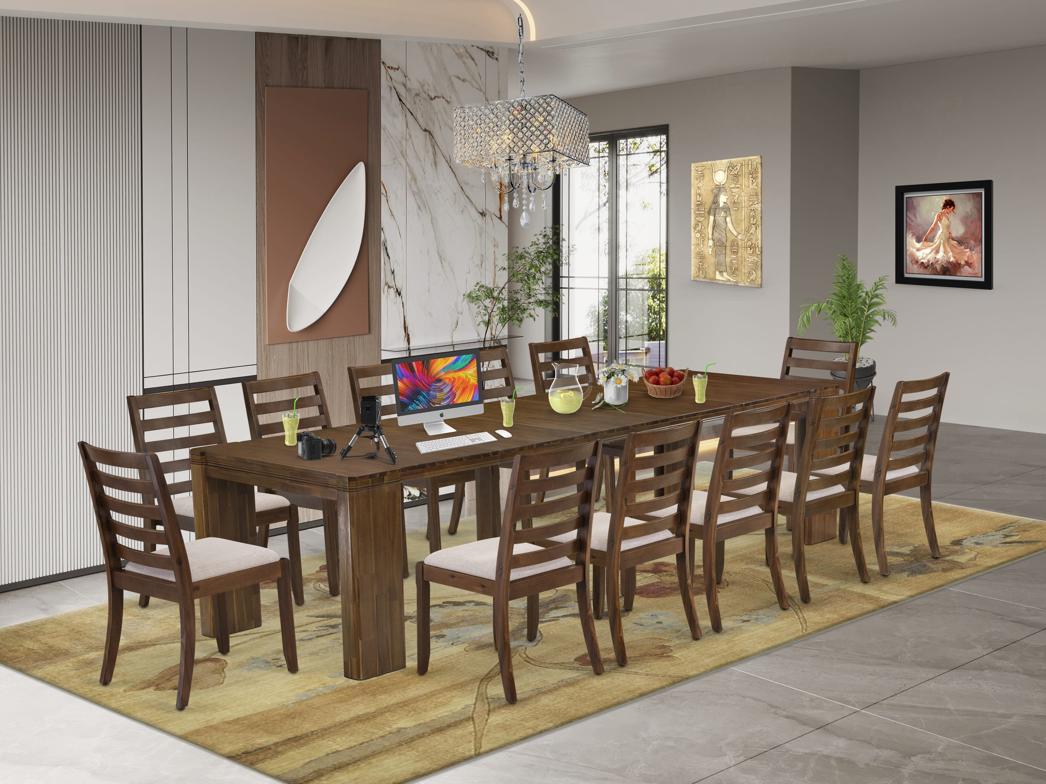 Luxe by East West Furniture 13 Pieces Extendable Dining Set Includes a ...