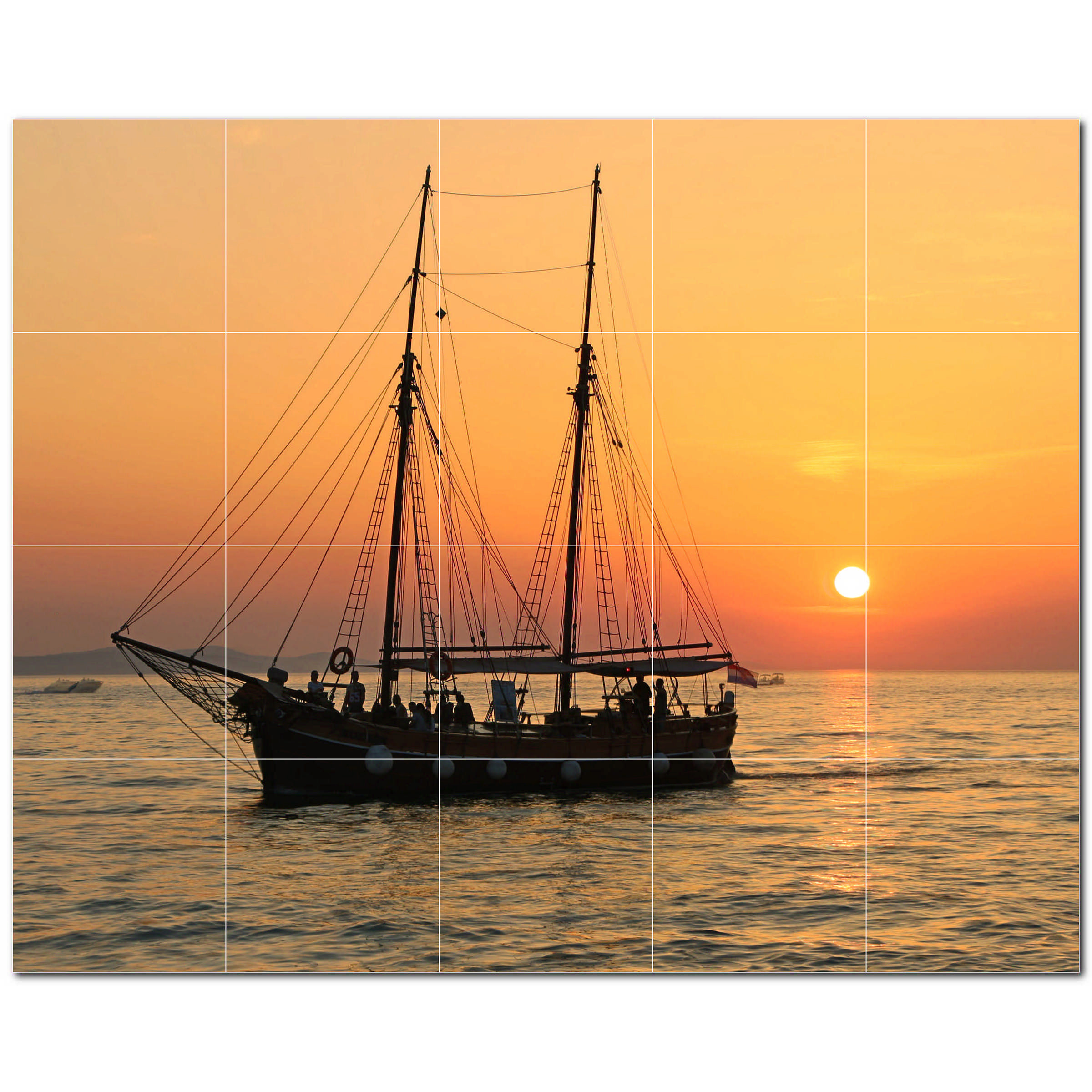 Picture-Tiles.com 60" x 48" Ceramic Boat Photo Decorative Mural Tile ...