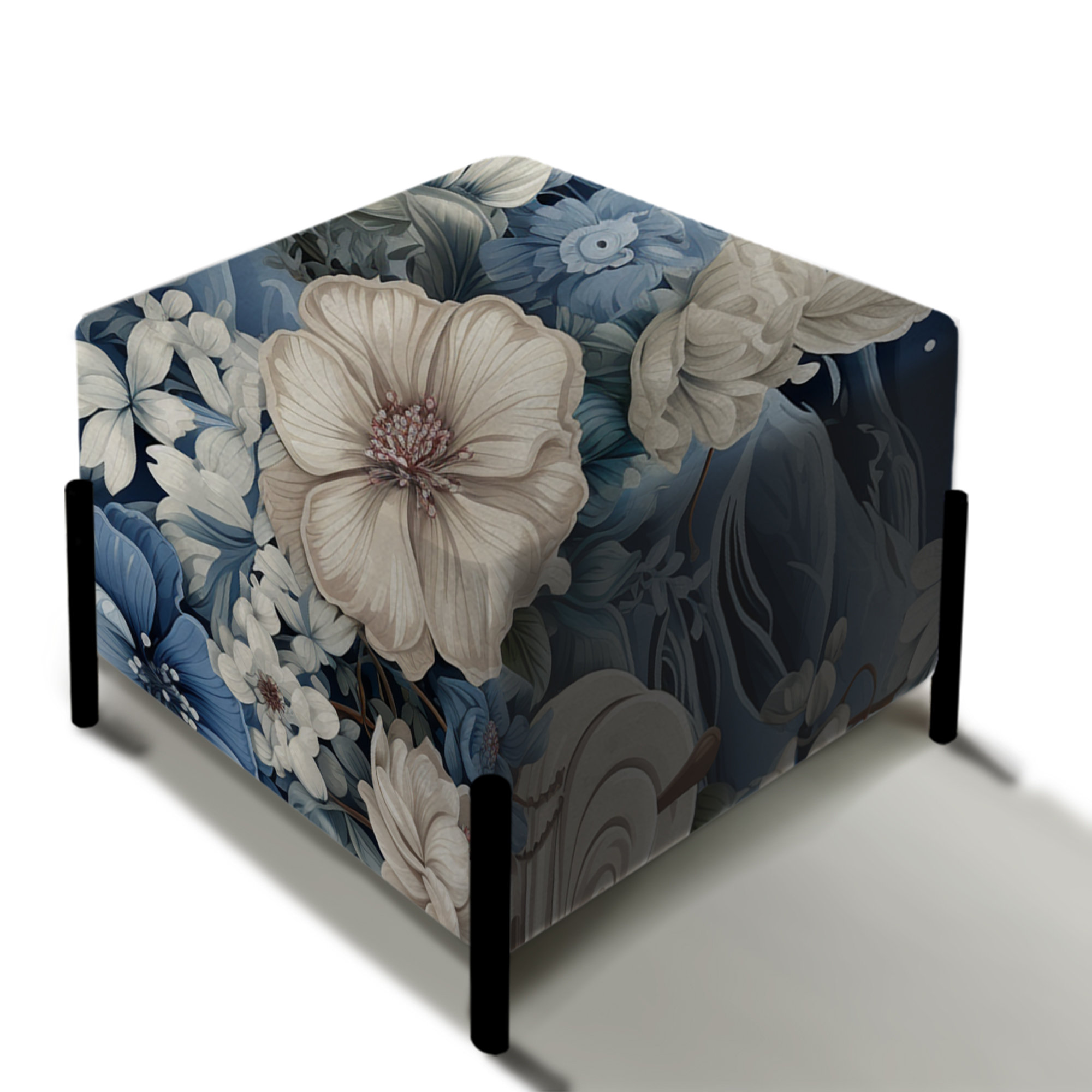 Design Art Nautical Allure Of Blue Flower Ocean - Coastal Square ...