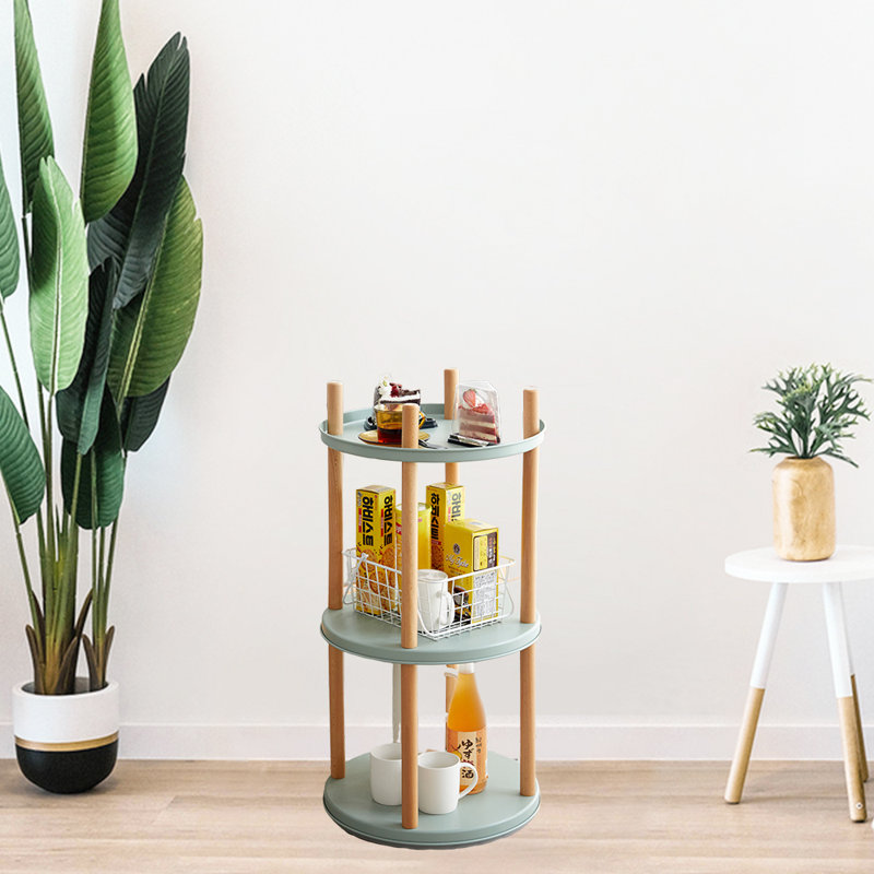 Rebrilliant Malkeet Rotating Storage Shelf, Adjustable 3-Tier Bookshelf ...