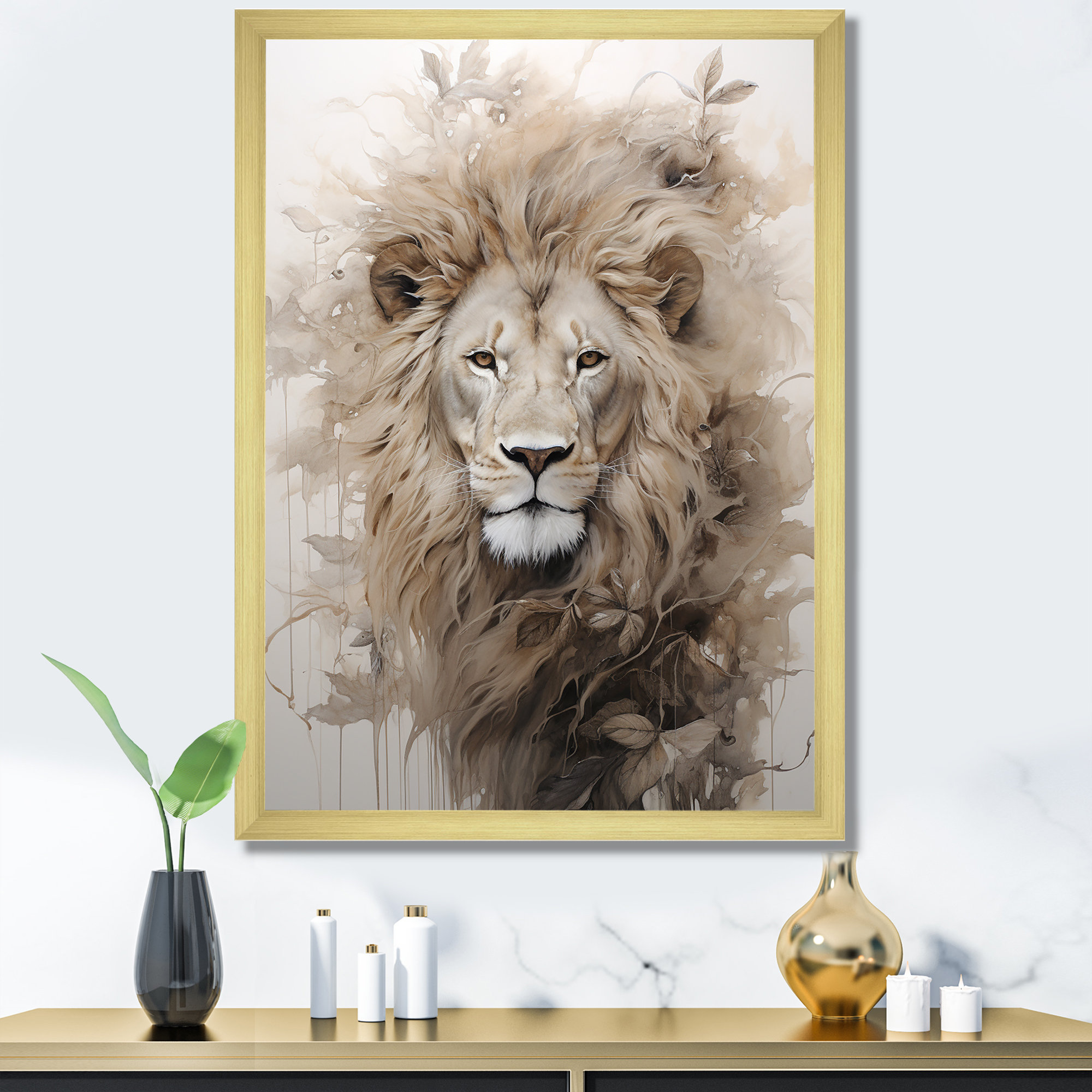 Winston Porter Powerful Lion S Stare Portrait III - Lion Wall Decor ...