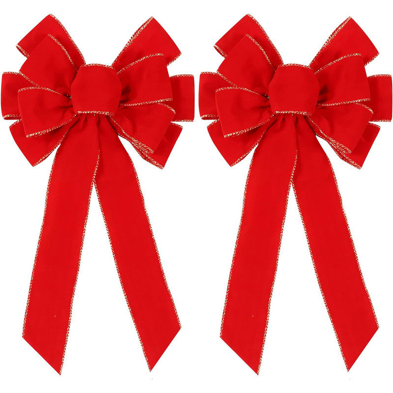 NOMBEL 2 Pack Red Christmas Bows Outdoor Decorations,12”x20” Large ...