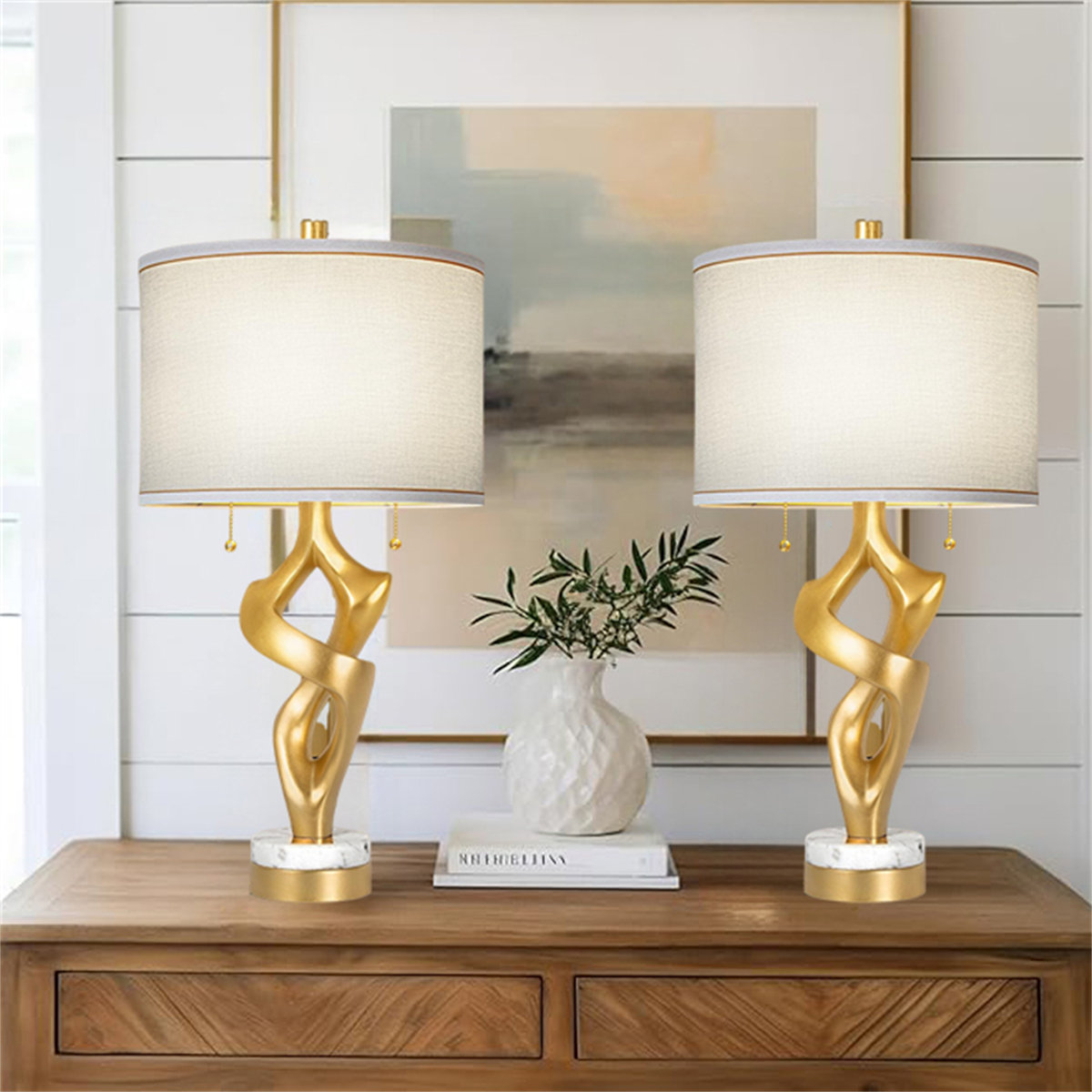 UTOPIV Sculptural Table Lamp With USB Ports (Set Of 2) – Stylish ...