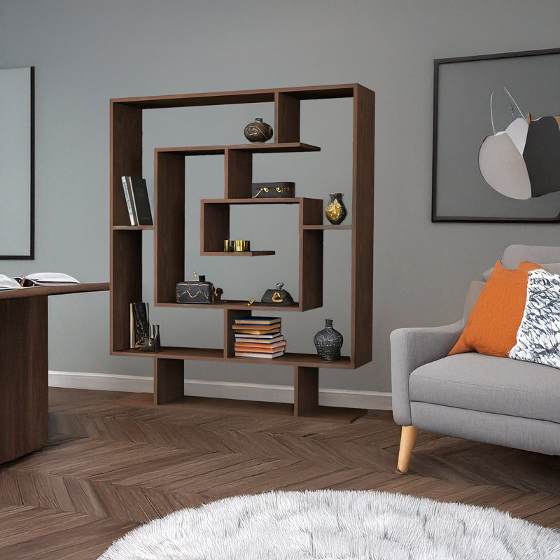 Hokku Designs 59'' Tall 9 Shelves Geometric Bookcase | Wayfair