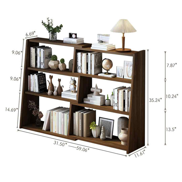 Latitude Run® Wooden Extendable Shelf Bookcase - 3-Tier Ladder Low ...