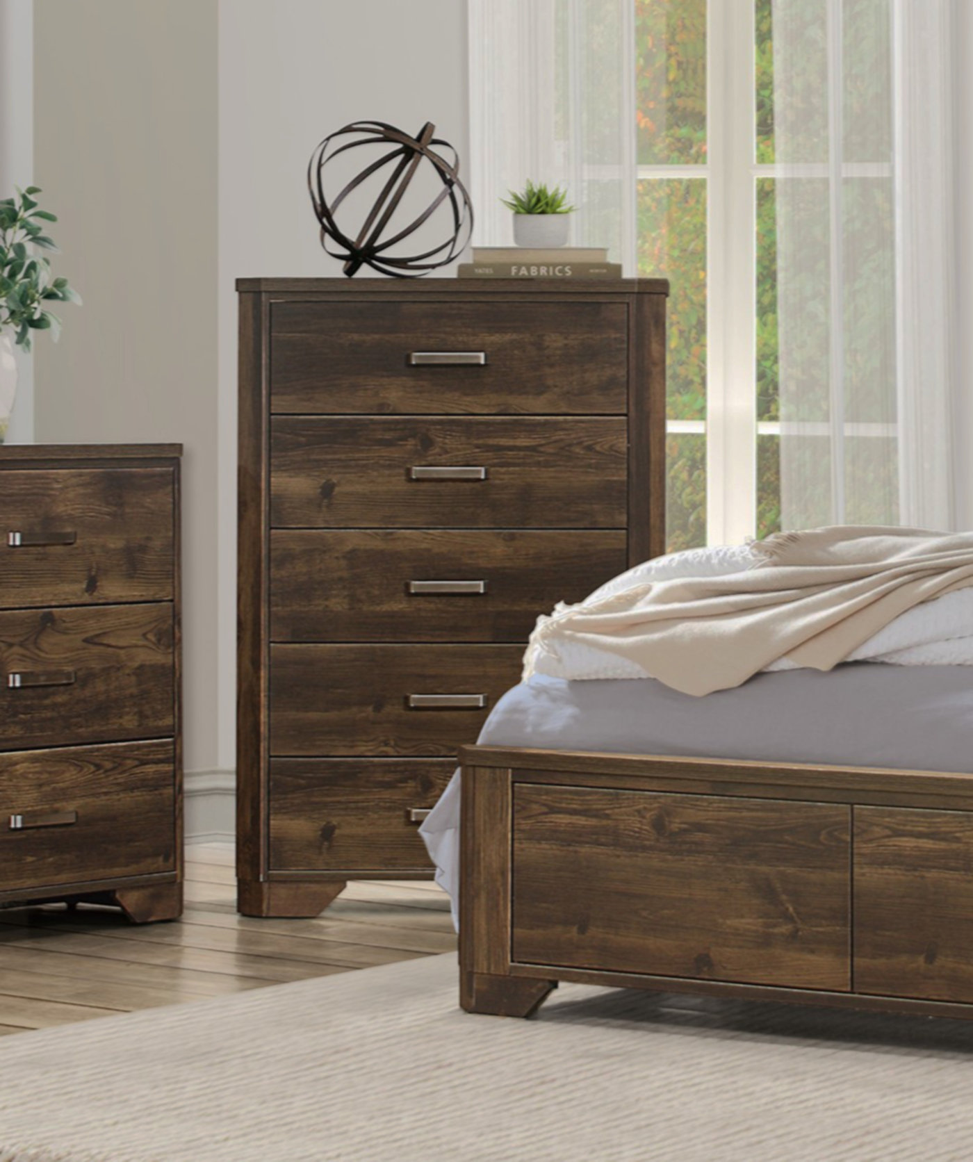 Gracie Oaks Rustic Chest With Storage Drawers Clipped Corners ...