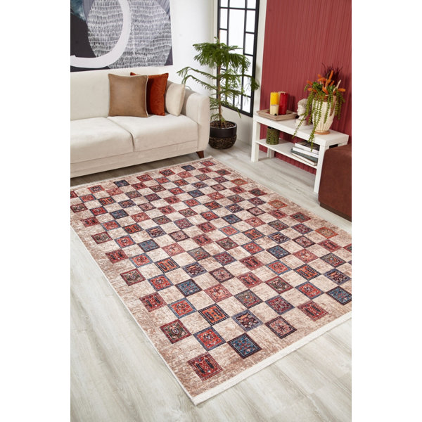 Hargun Usso Modern Machine Woven Beige Area Rug | Wayfair.co.uk