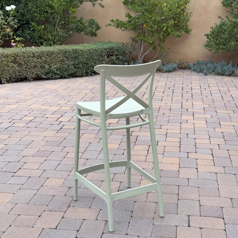 Gracie Oaks Outdoor Counter Height Bar Stool - MINT (Set of 2) | Wayfair