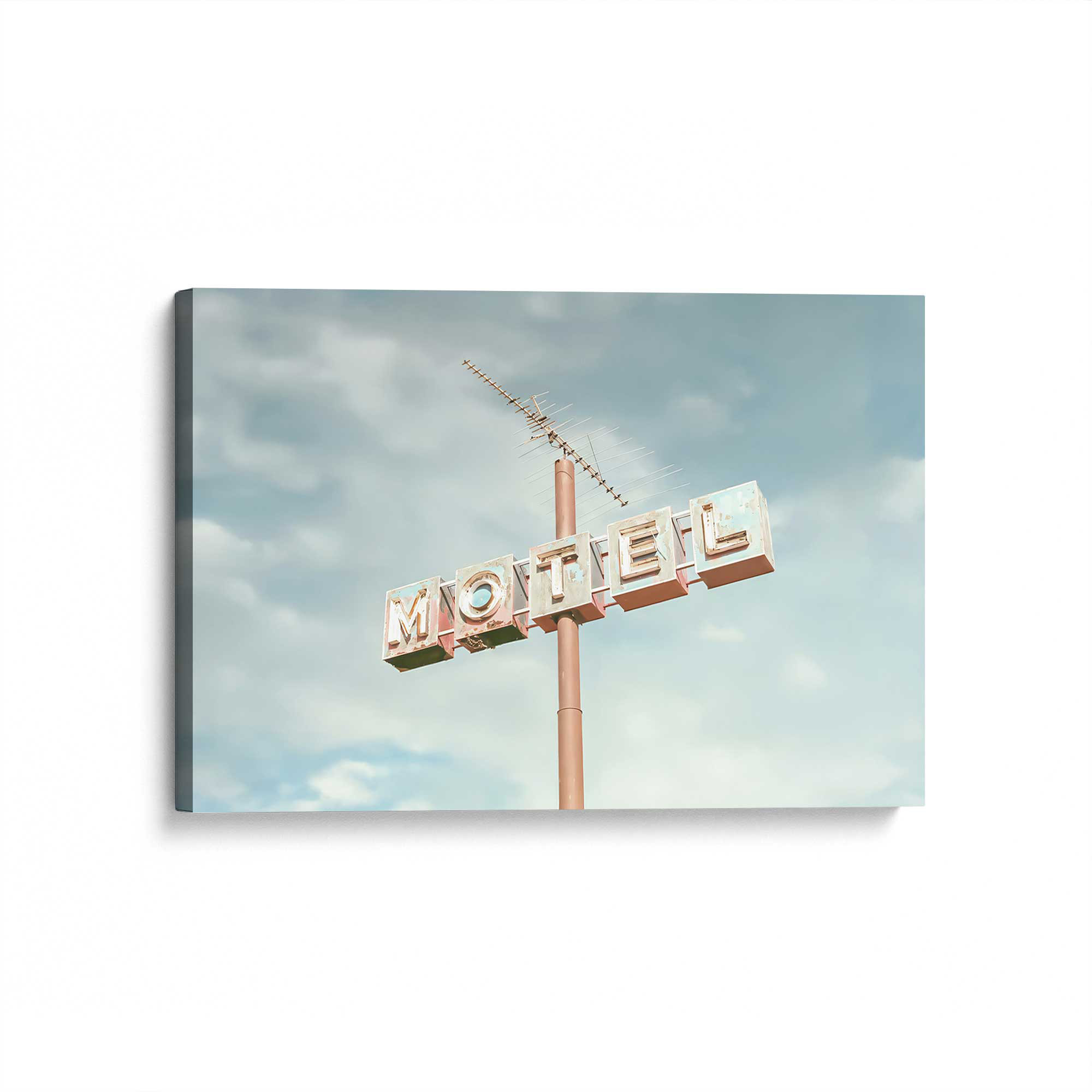 Ebern Designs Skyline Motel Sign Against A Pastel Sky On Canvas | Wayfair
