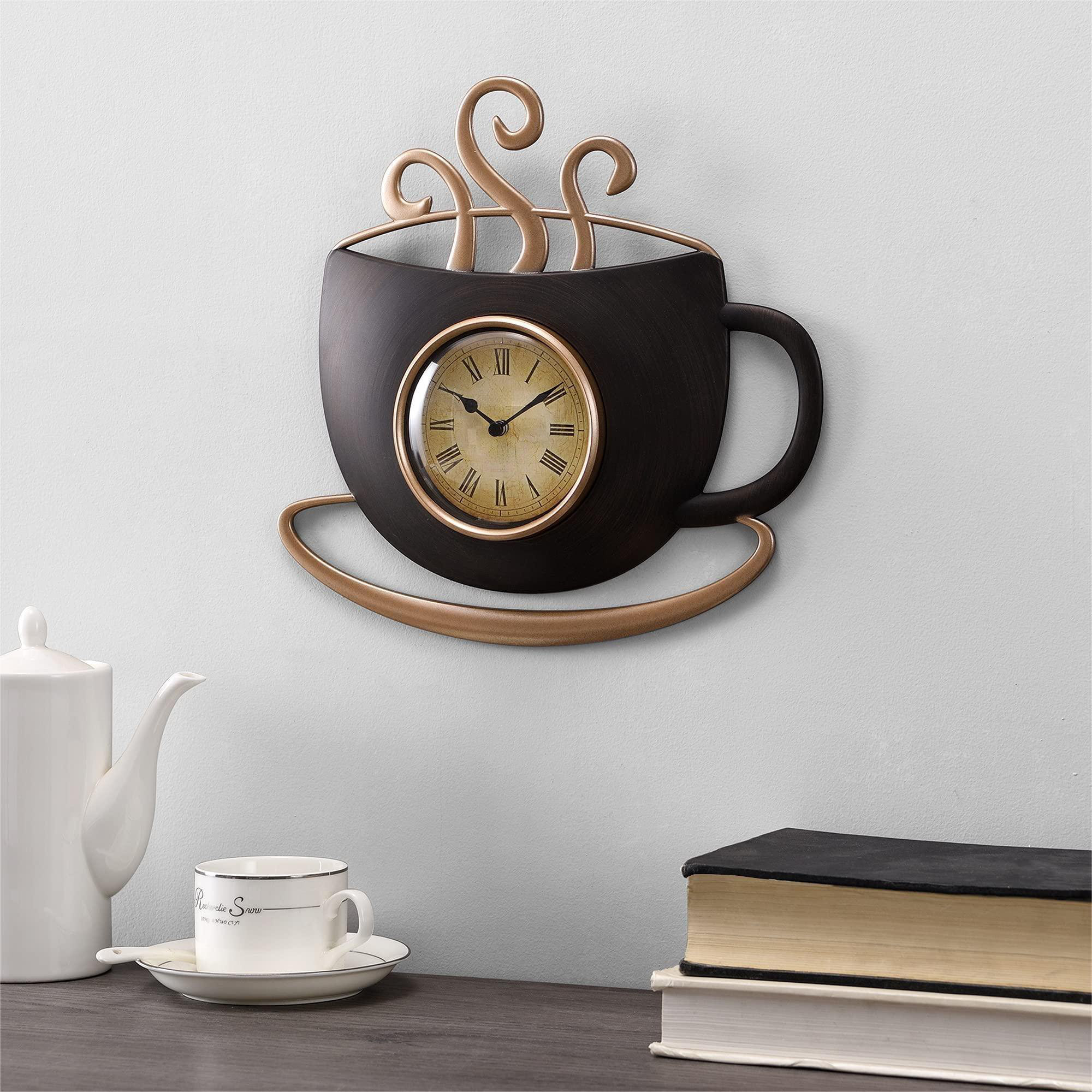 Lark Manor™ Latte Cup Clock, Plastic, Farmhouse Style, Bronze | Wayfair