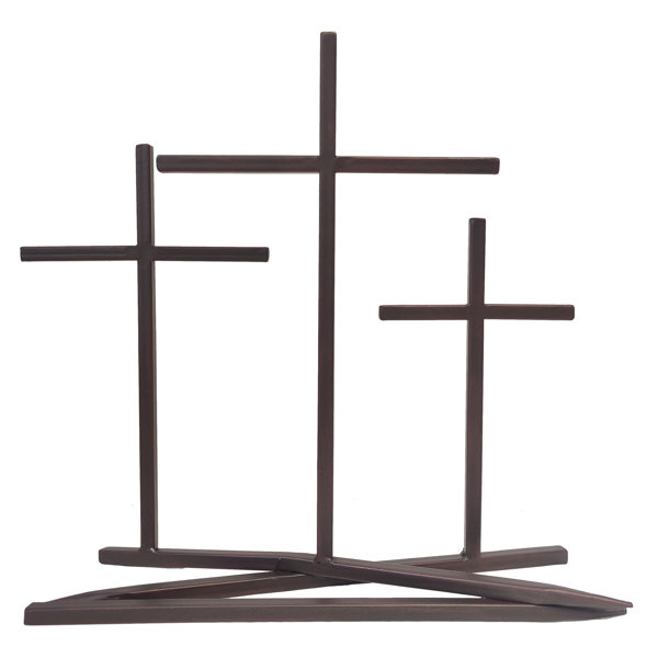 Astoria Grand Brown Metal 3 Standing Crosses on Metal Frame ...