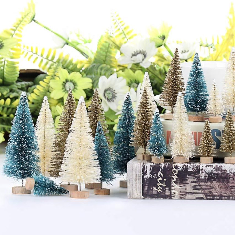 The Holiday Aisle® 24 Pieces Miniature Sisal Frosted Christmas Tree ...