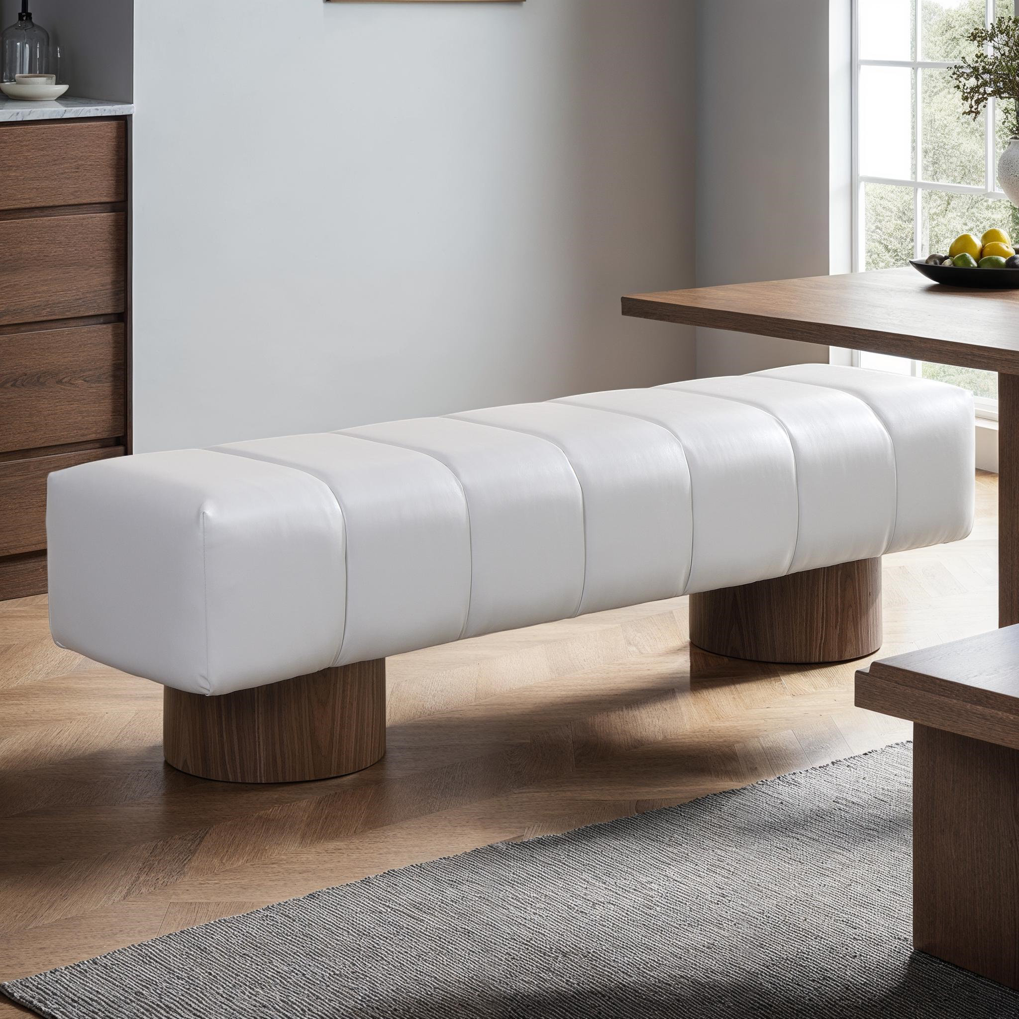 Hokku Designs Upholstered Dining Bench Stool with Wood Legs, No ...