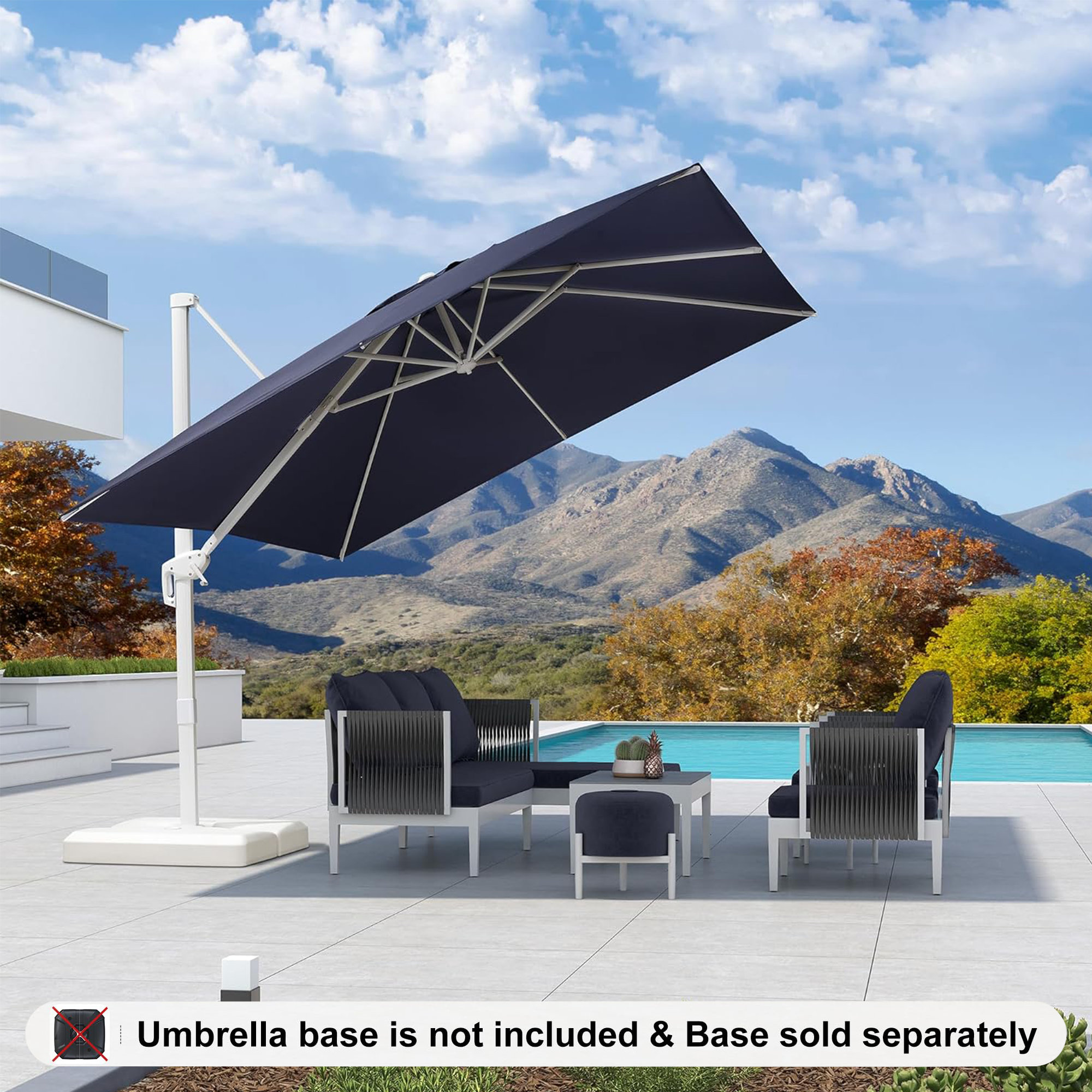 Arlmont & Co. Romily Outdoor White Pole 120'' Square Offset Cantilever ...