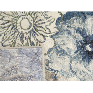 Red Barrel Studio® Makiver Floral Cream/Blue Area Rug & Reviews | Wayfair
