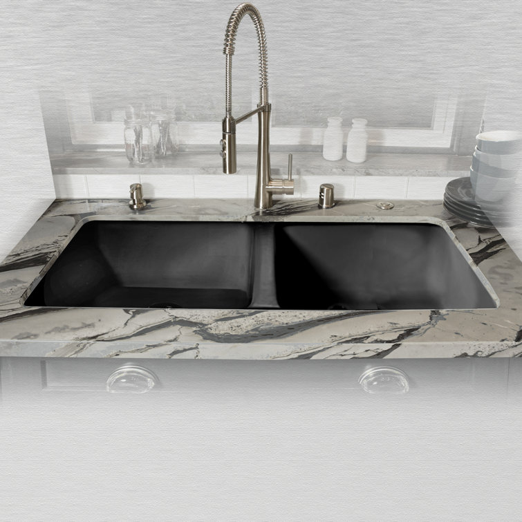 CECO Big Corona 43'' L Undermount Double Bowl Cast Iron Kitchen Sink ...