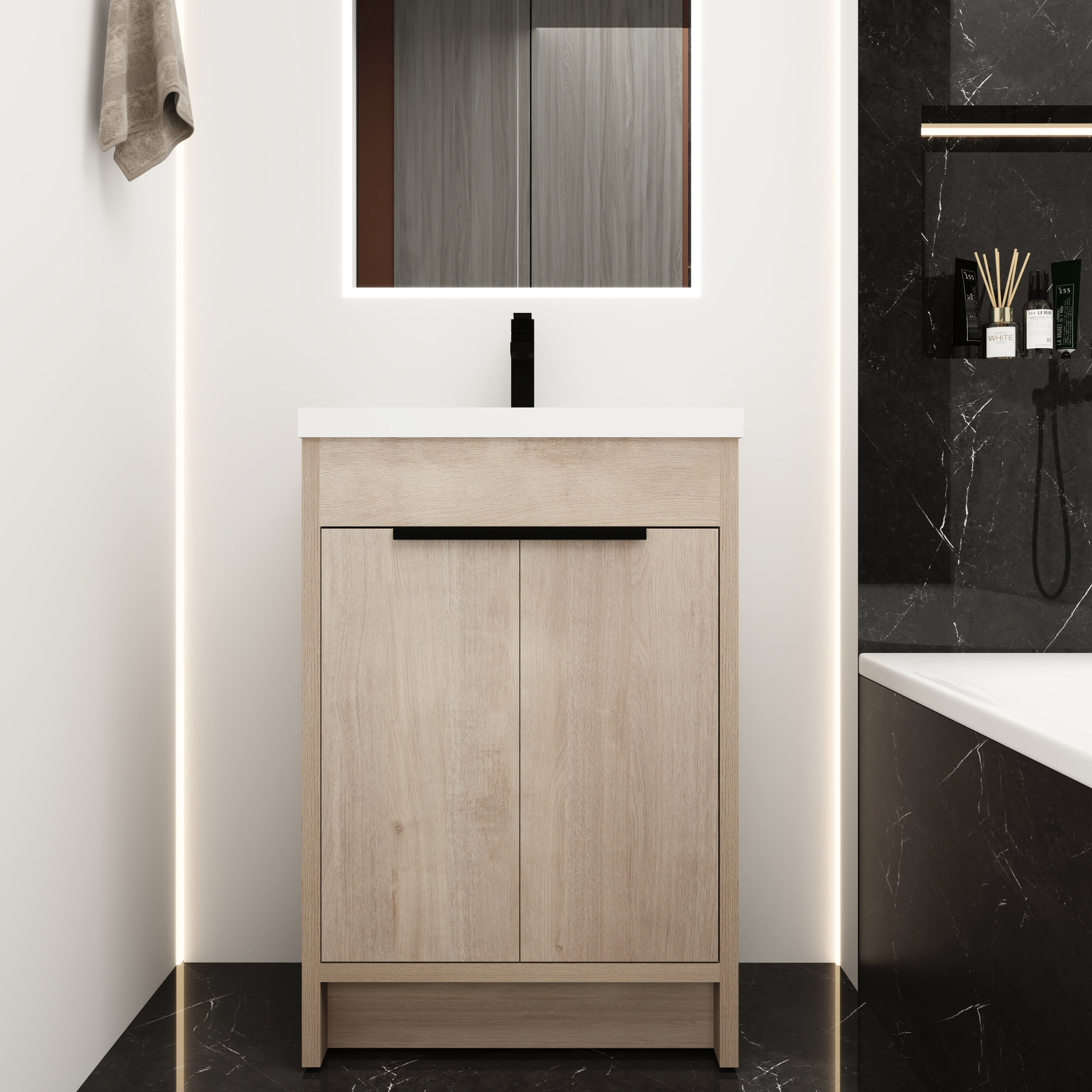 Red Barrel Studio® 30" Freestanding Bathroom Vanity With White Ceramic ...