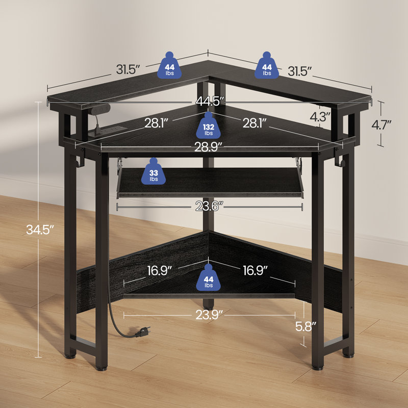Inbox Zero Loferski Corner Desk with Power Outlets & LED Lights ...