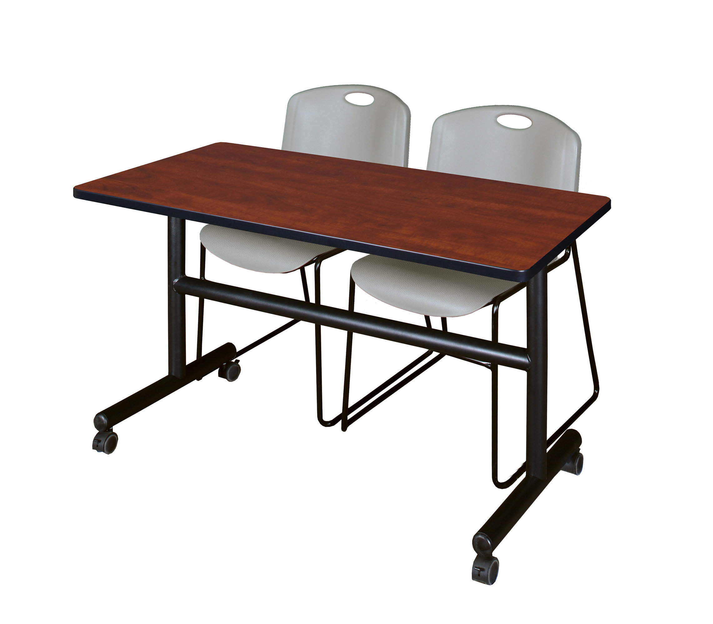 Inbox Zero Nicklos Flip-Top Training Nesting Table, 2 Zeng Stack Chairs ...